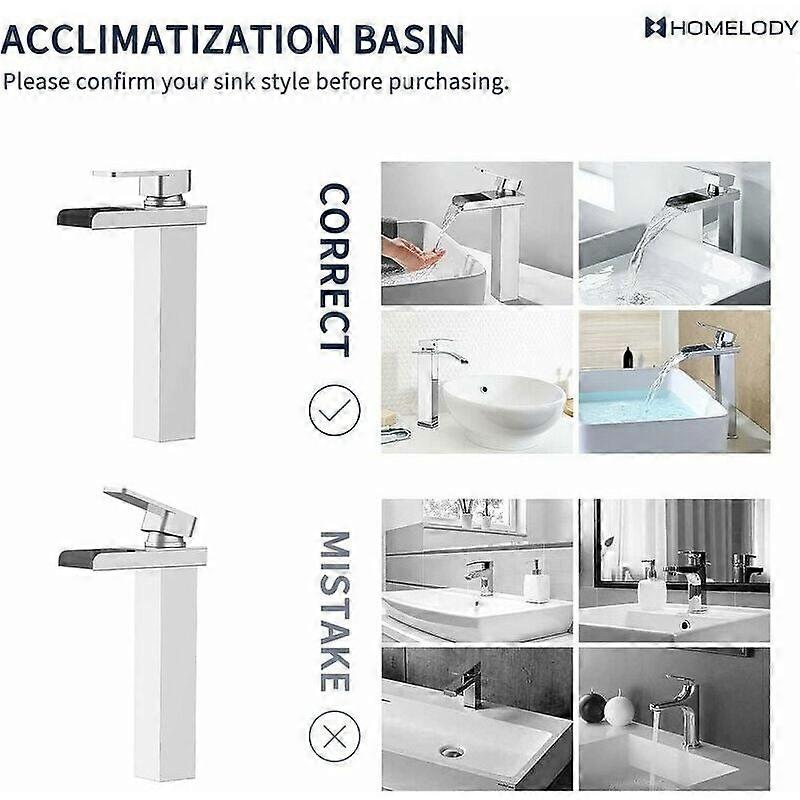 Bathroom Faucet Waterfall Basin Mixer Chrome Brass Square Countertop ...