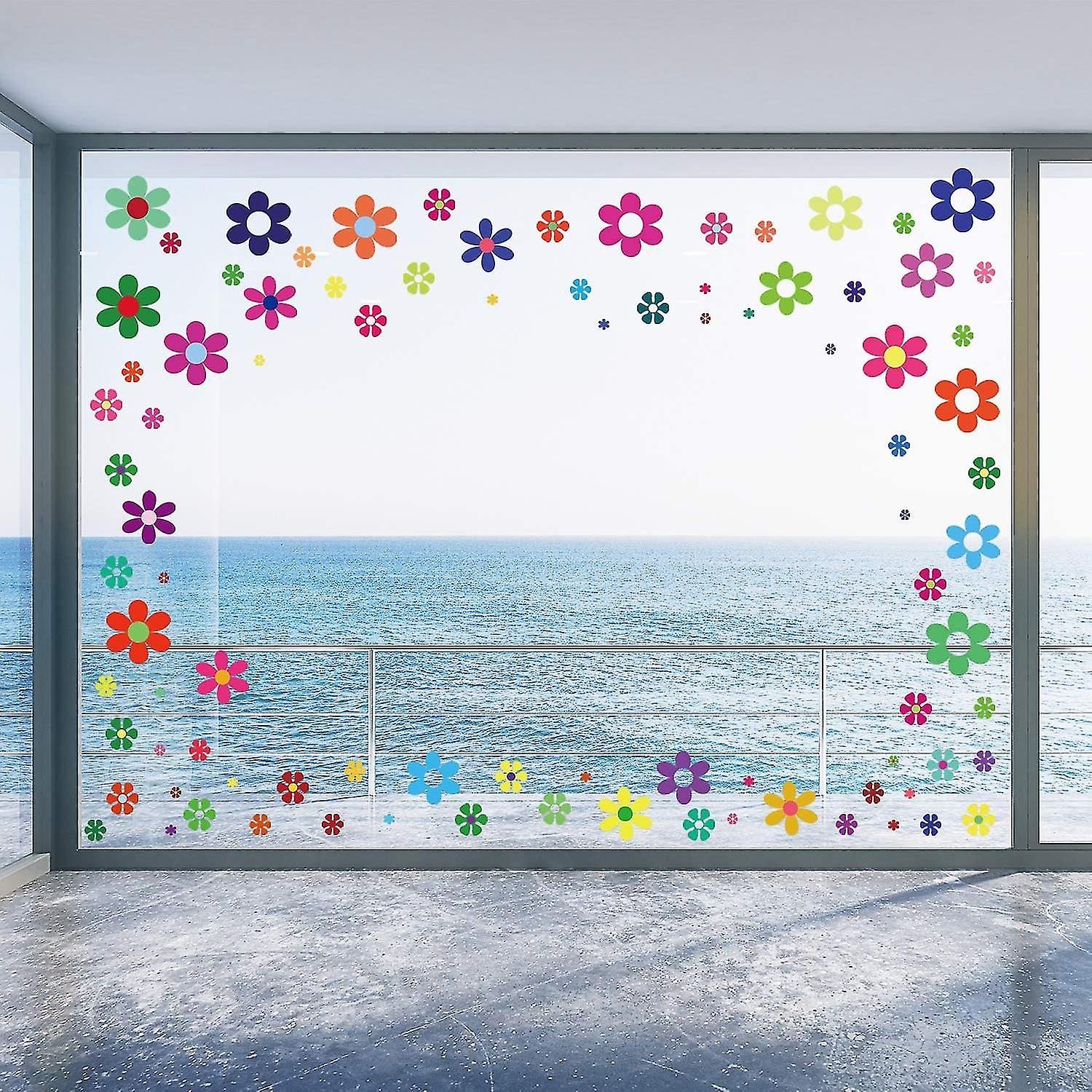 96 Pieces Car Flowers Stickers - Multicolored Daisy Stickers Vinyl ...