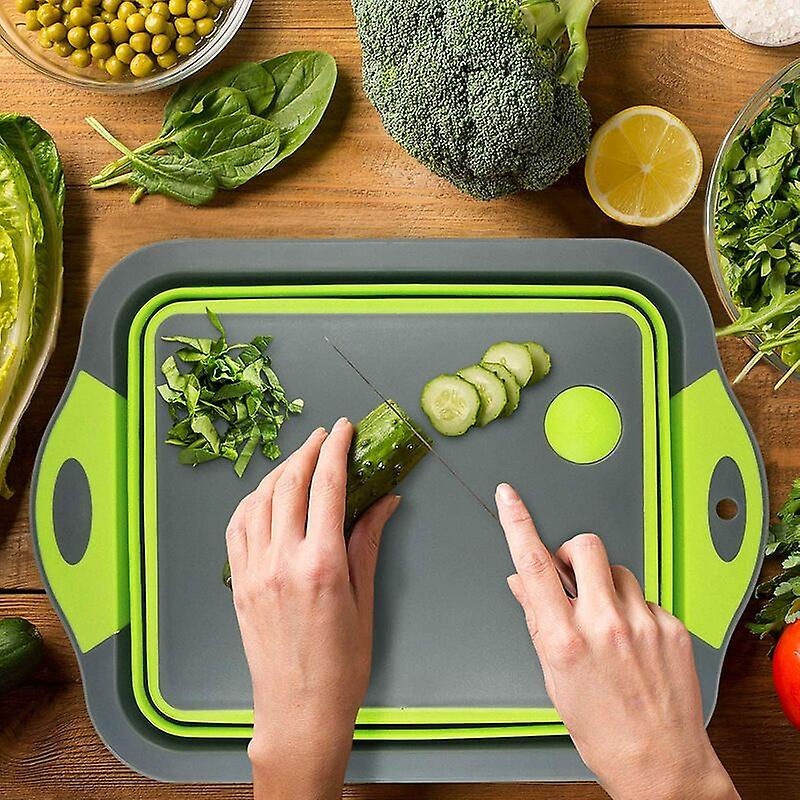 Portable Multi-Function Folding Cutting Board Drain Basket Vegetable ...