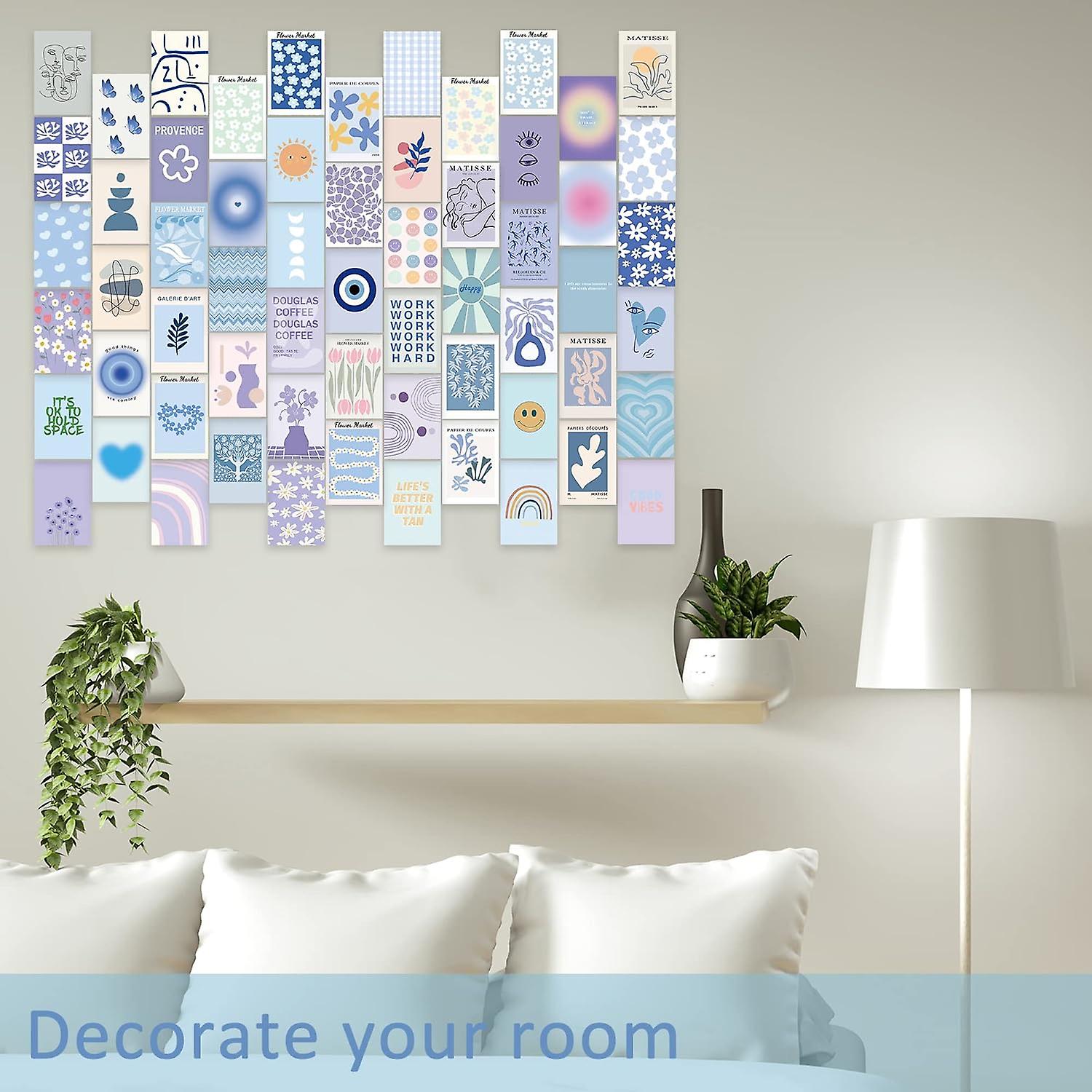 70 Pieces Danish Pastel Room Decor Wall Collage Kit Aesthetic Pictures, Blue Aesthetic Picture ...