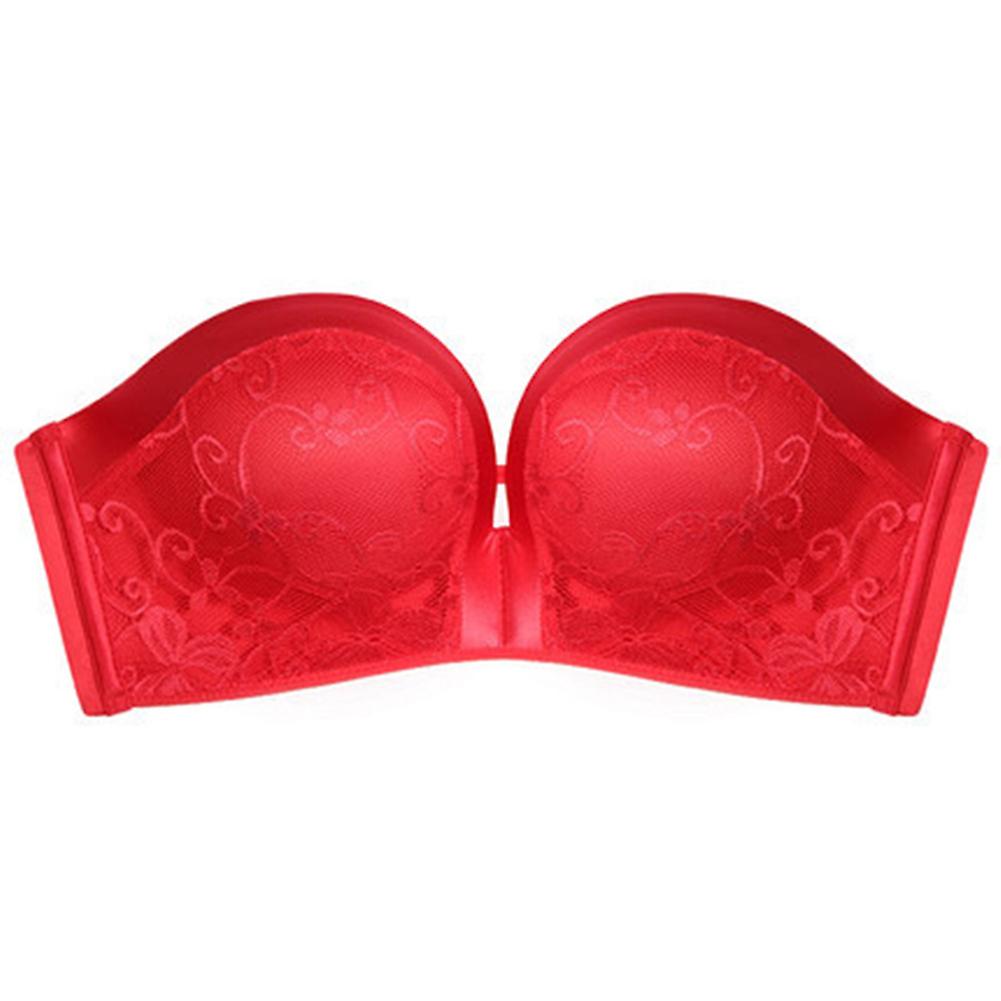 Women Comfort Lift Strapless Bra Push Up Strapless Bra Lace Bandeau ...