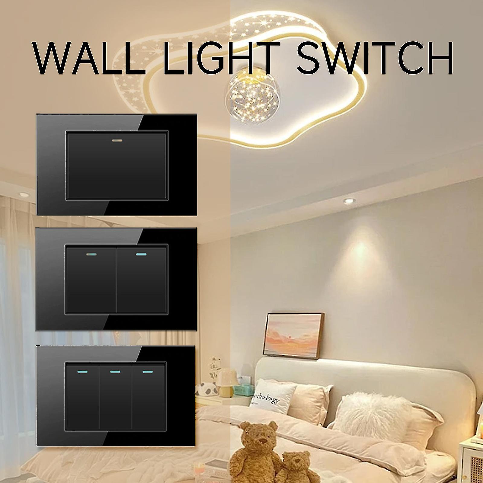 1/2/3 Gang 2 Way Wall Light Switch Panel Push Button Power Rocker ...