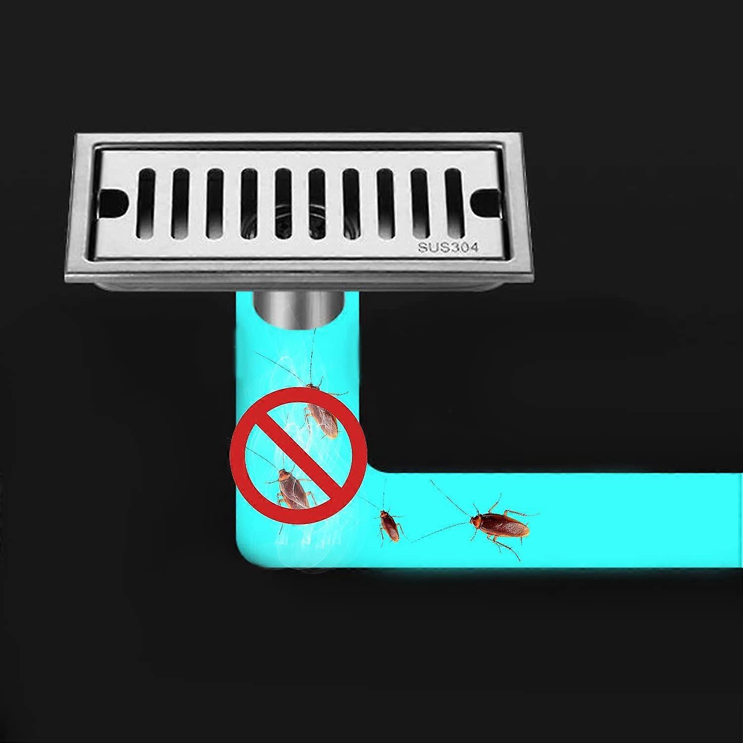 Shower Gutter - 20 x 10 cm Rectangular Floor Drain: With Stainless ...