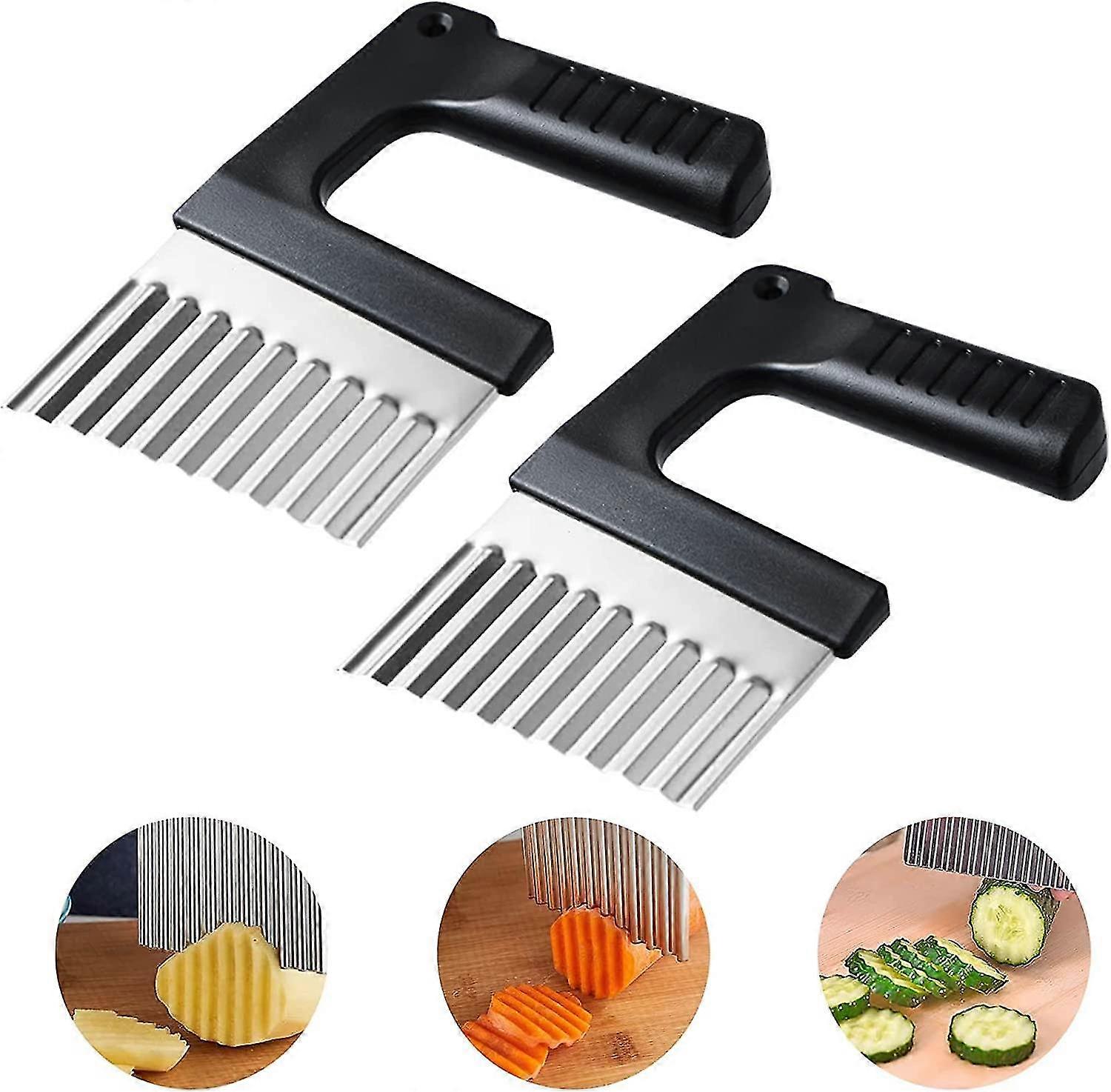 2 Pieces Wavy Potato Cutter, Stainless Steel Vegetable Cutter, Wavy ...