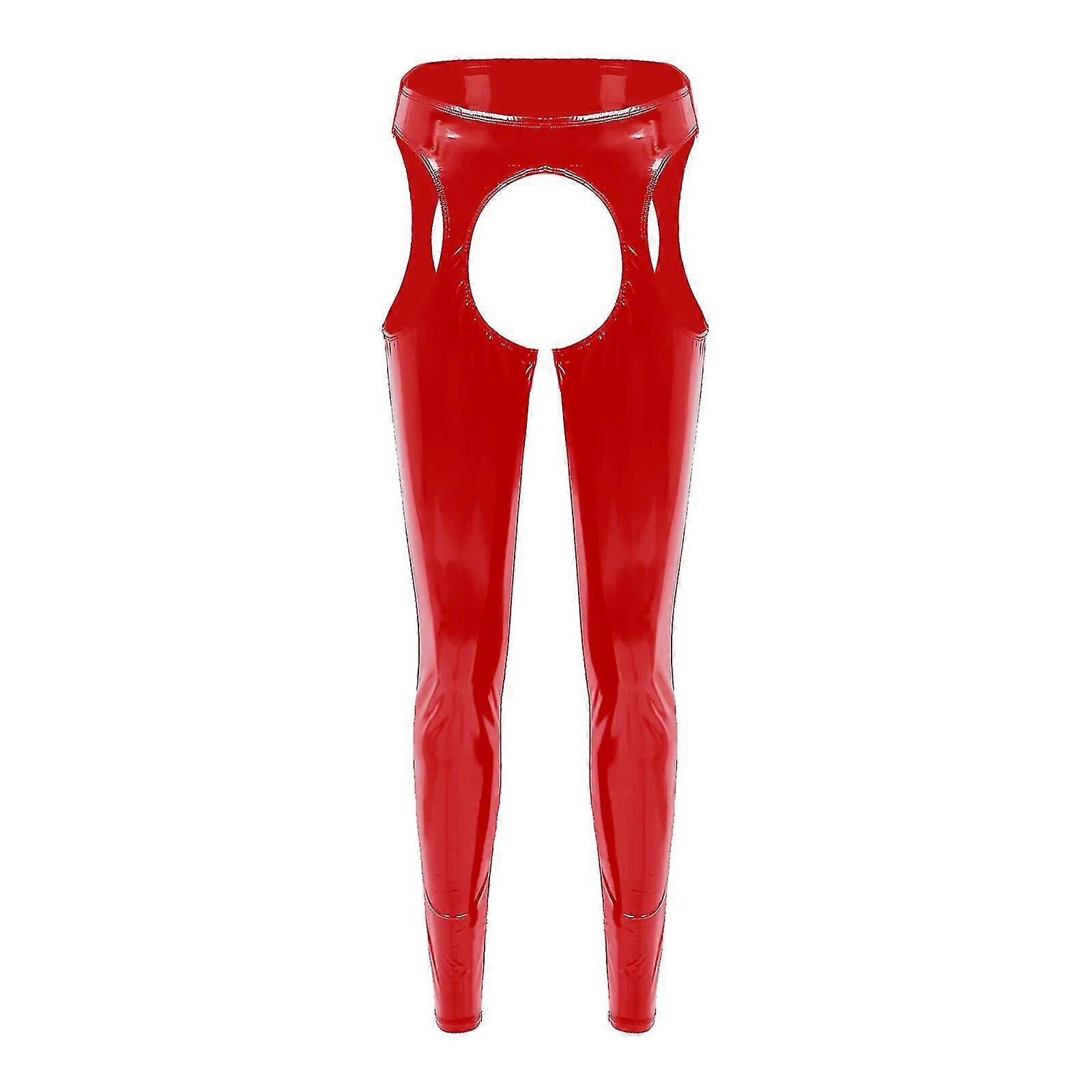 Sexy Crotchless Open Butt Pants Exotic Trouser Women High Waist Wetlook ...