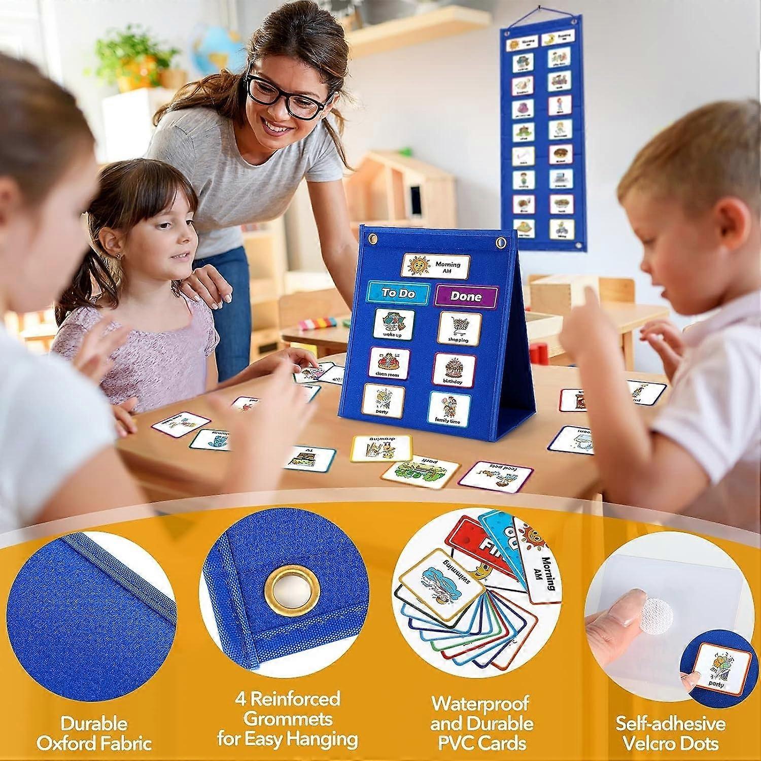 Kids Visual Schedule Calendar Chart 2 in 1 Autism Daily Chore Routine ...