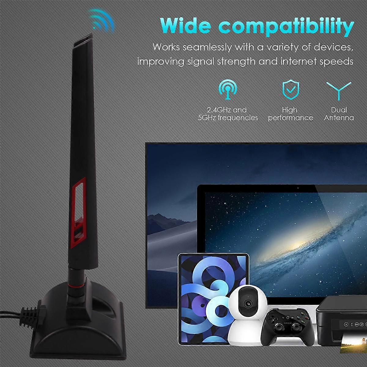 2.4GHz 5GHz Magnetic Base WiFi Antenna for Router Wireless Network Card ...