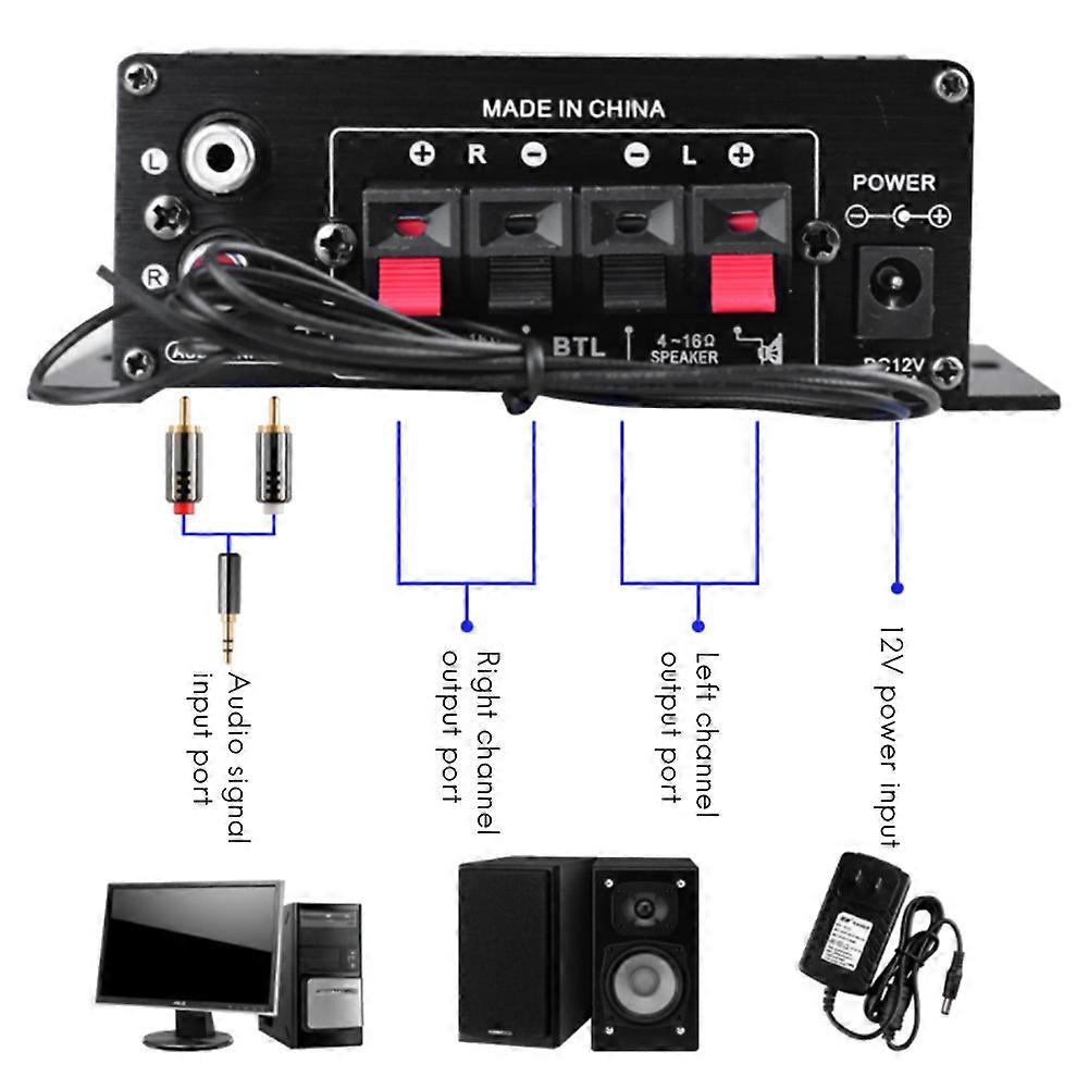 AK370 2 Channel Bluetooth HiFi Power Amplifier Home Car Audio Class D ...