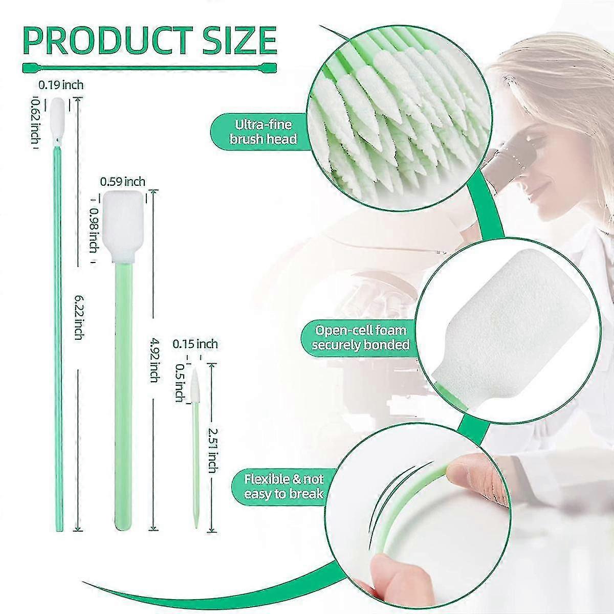 250 Pcs Foam Cleaning Swabs, Lint Free Cloth, Foam Head Swabs, Clean ...