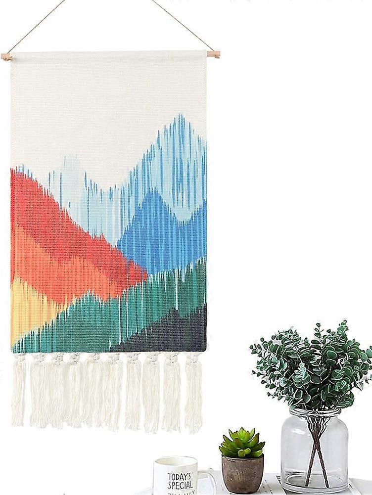 Macrame Woven Wall Hanging Tapestry Boho Chic Geometric Mountain Wall Art Decor Bohemian Aztec ...