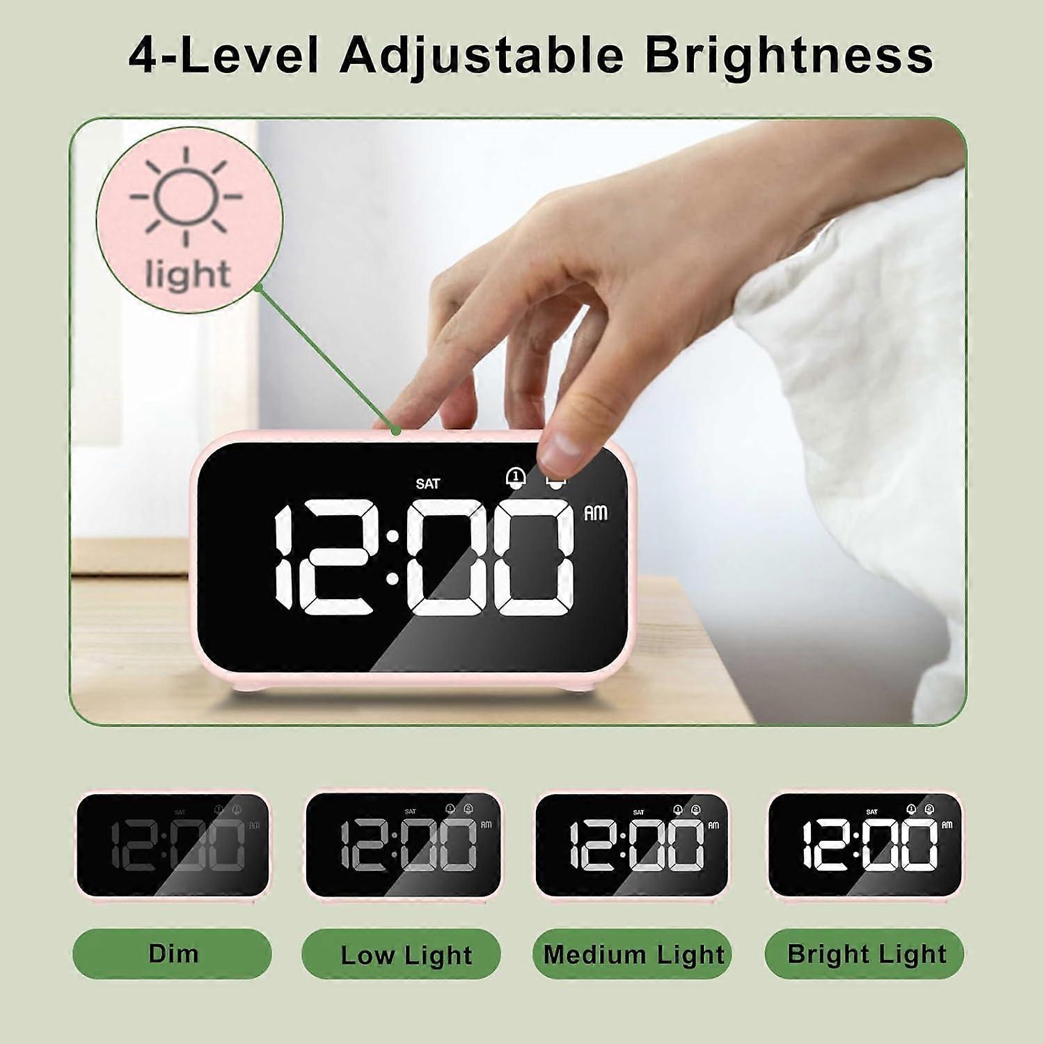 Alarm Clock Bedside Digital Clock LED Large Display, 4 Levels ...