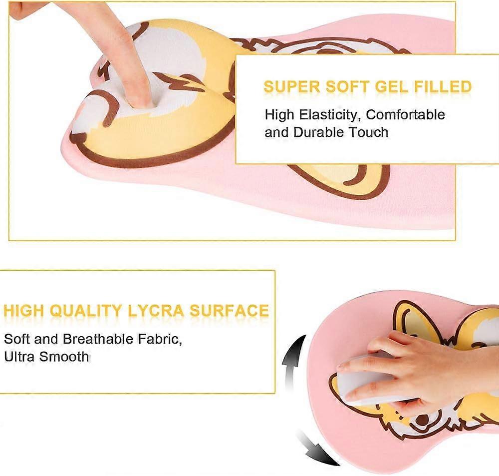 Ergonomic Pink Mouse Pad with Wrist Support,Non-Slip Backing Corgi ...