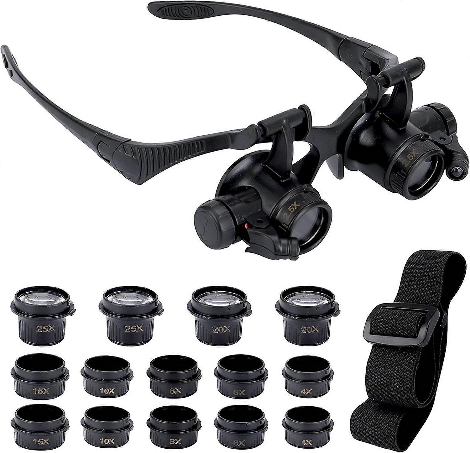 Magnifying Glasses with 2 LED Lights, 8 Detachable Lenses, Head Mount ...