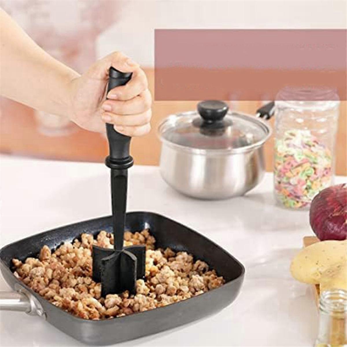 Meat Chopper for Ground Beef, 5 Curved Blades Ground Beef Masher, Nylon ...
