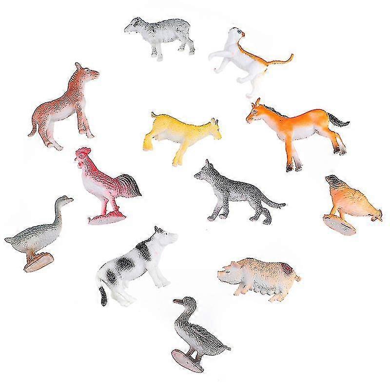 12pcs Imitated Farm Animal Figurines Fake Animal Models Micro Landscape ...