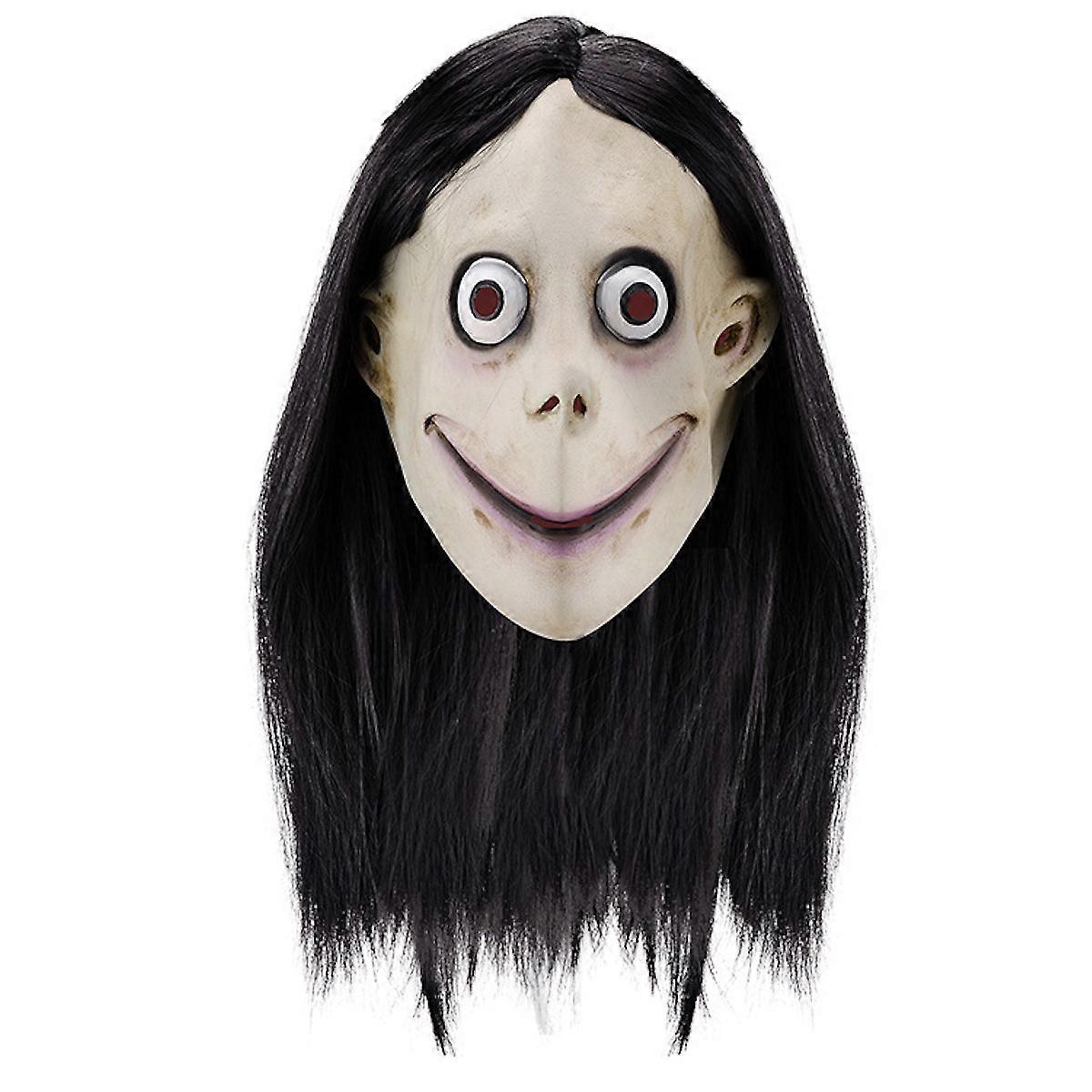 Black Hair Ghost Mask Halloween Cosplay Costume Latex Headgear Cosplay ...
