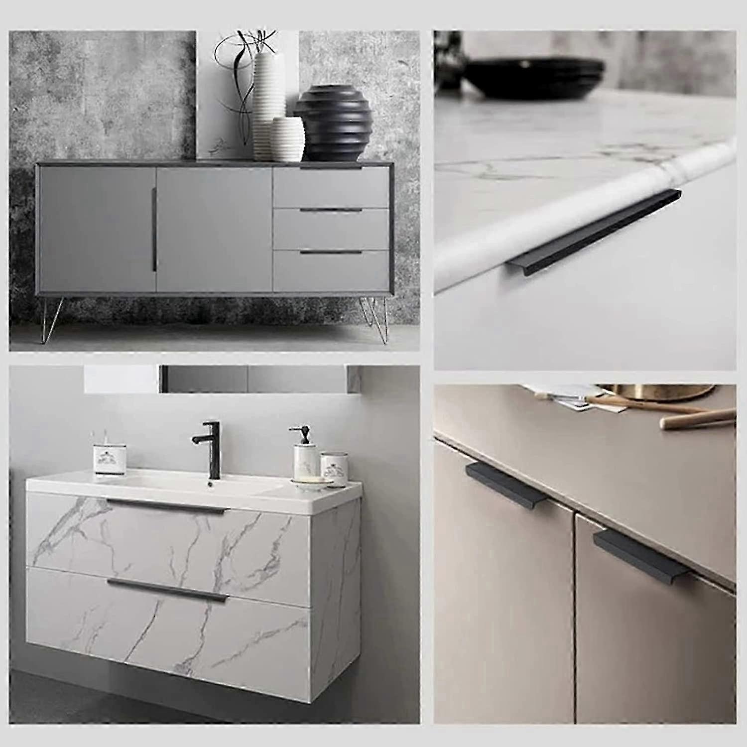 Set of 10 Black Handles Black Furniture Handles - Invisible Handles ...