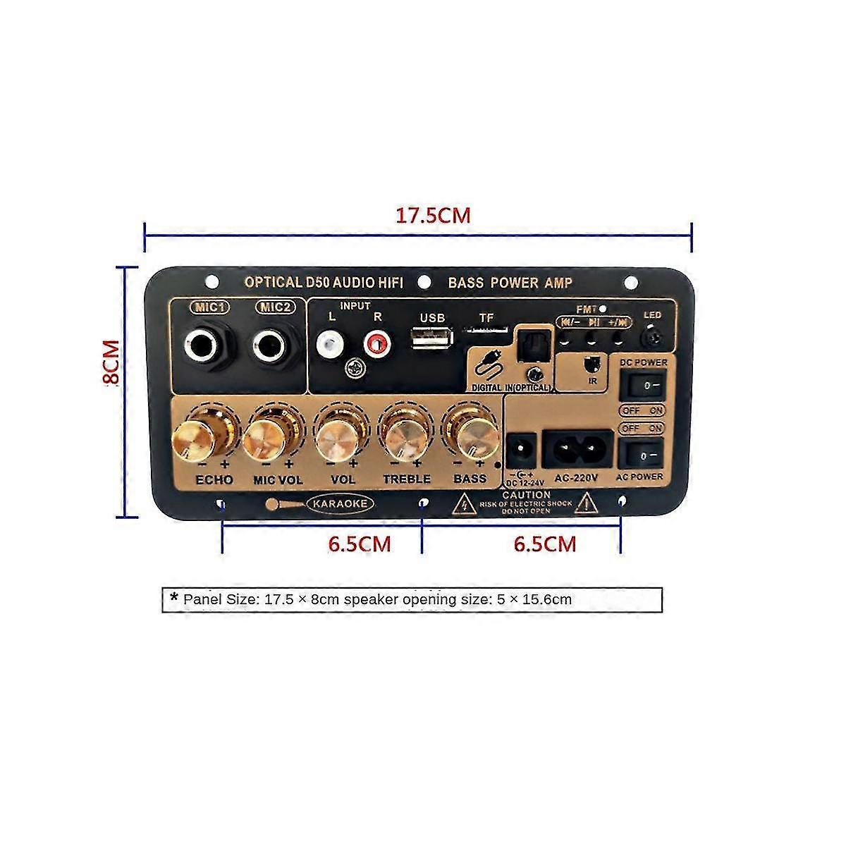 D50 Amplifier Board With Optical Audio Bluetooth Amp Usb Fm Radio Tf ...