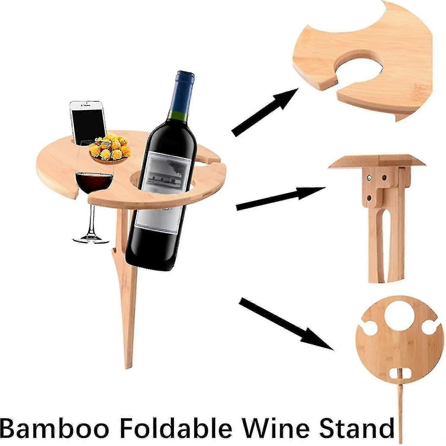 Folding Wine Table, Wooden Outdoor Picnic Table, Portable Trestle Small ...