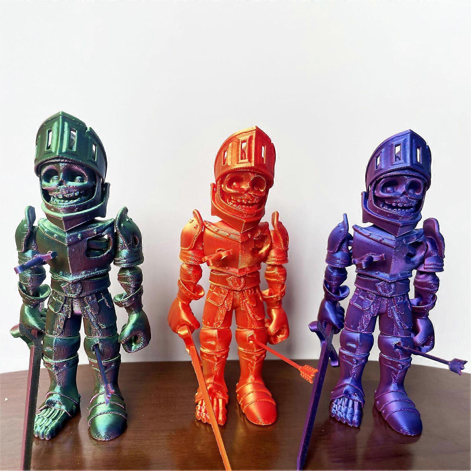 3D Printed Skeleton Knight Figurine Movable Joints Halloween Spooky ...
