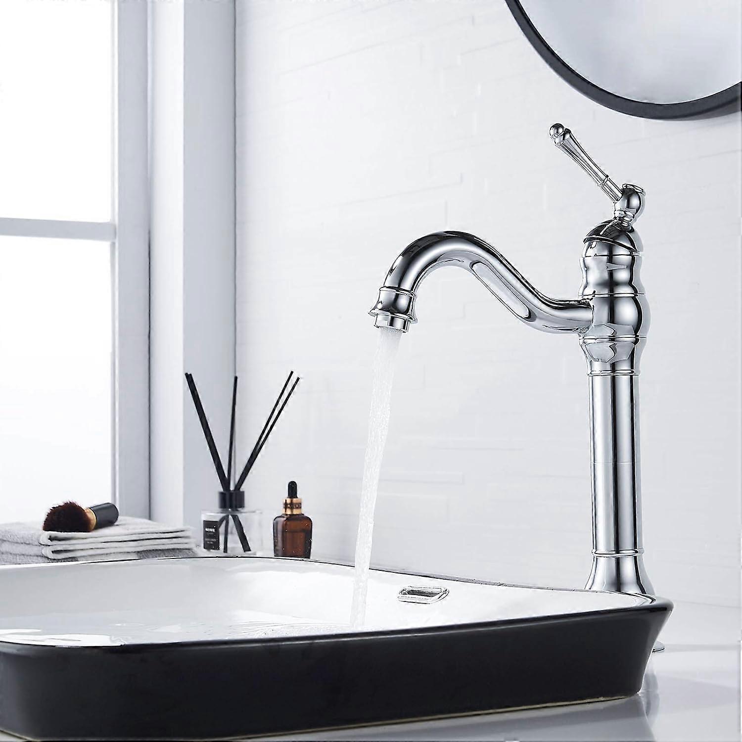 Stylish Sink Faucet, Solid Brass Construction Chrome Finish Bathroom ...