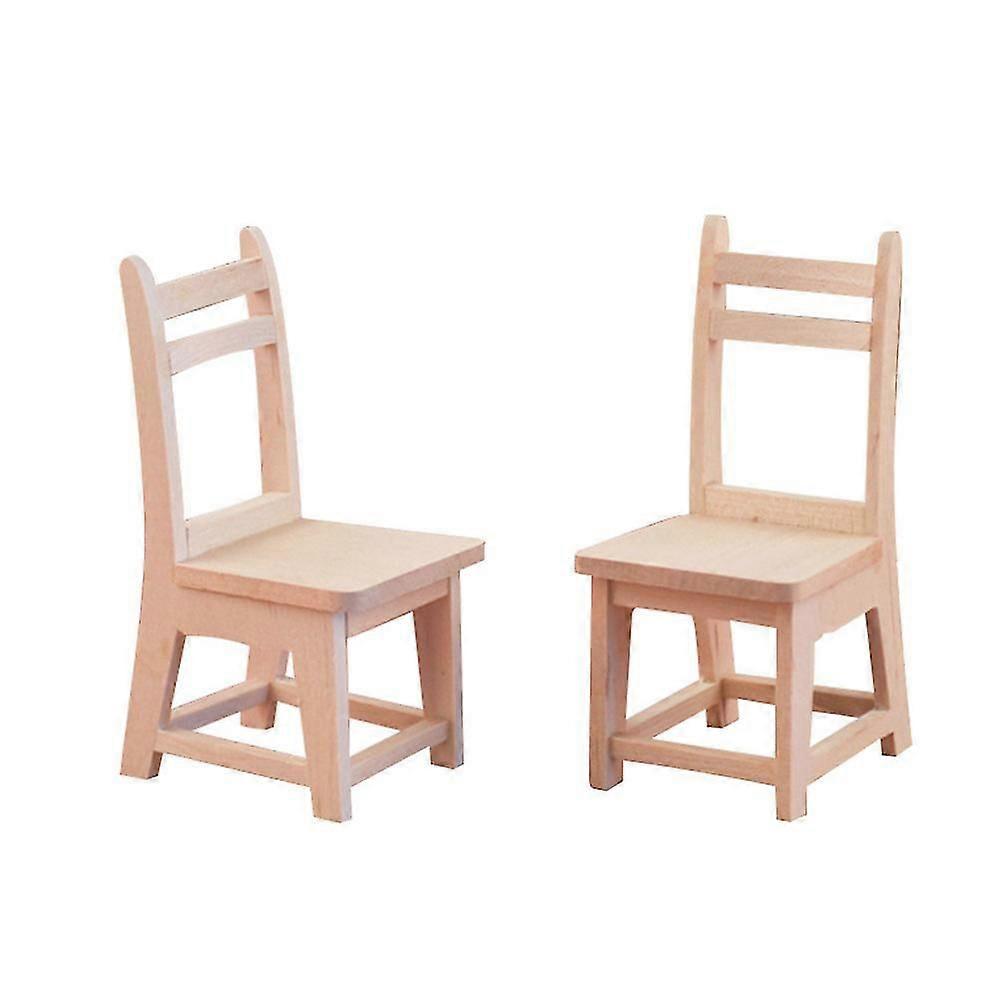 2 Pcs Kids Wooden Chair Miniature Chair Figurines Wooden Ornament Mini ...