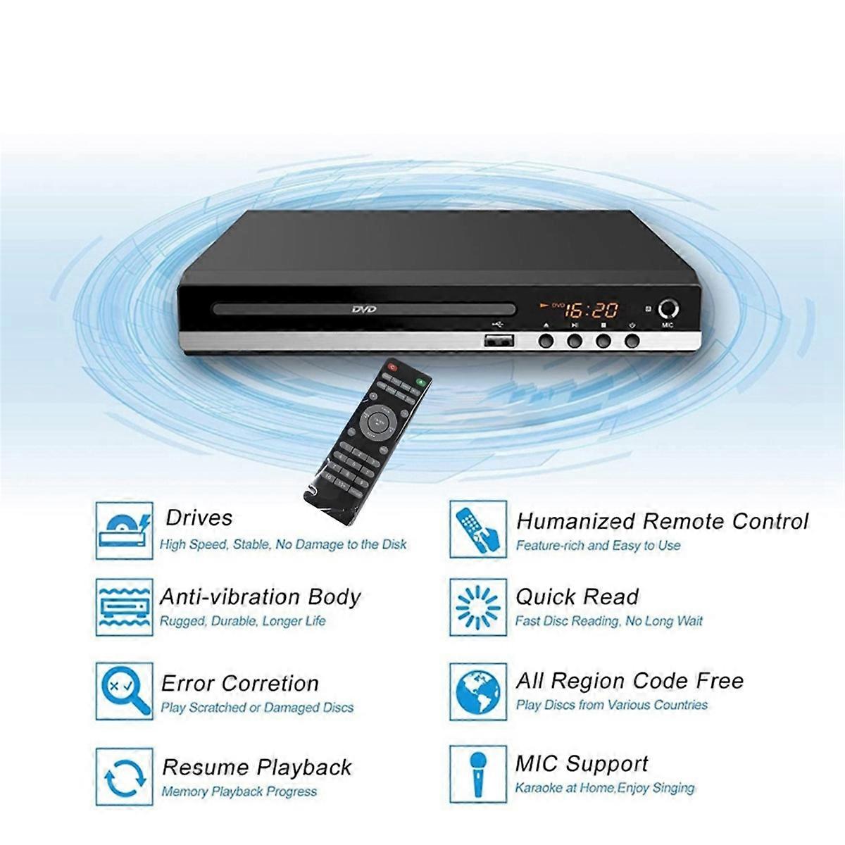 DVD Player 1080P HD Home DVD Player Box for TV All Region Free DVD CD ...