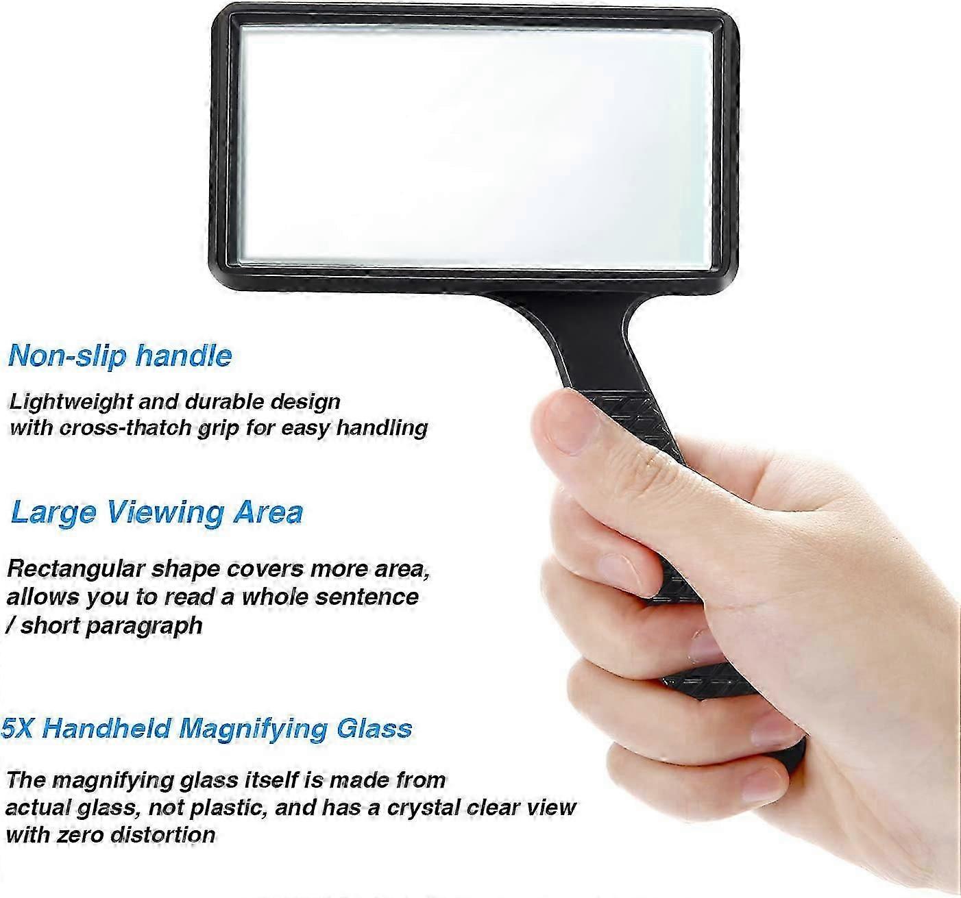 5X handheld magnifying glass,rectangular magnifying glass, scratch ...