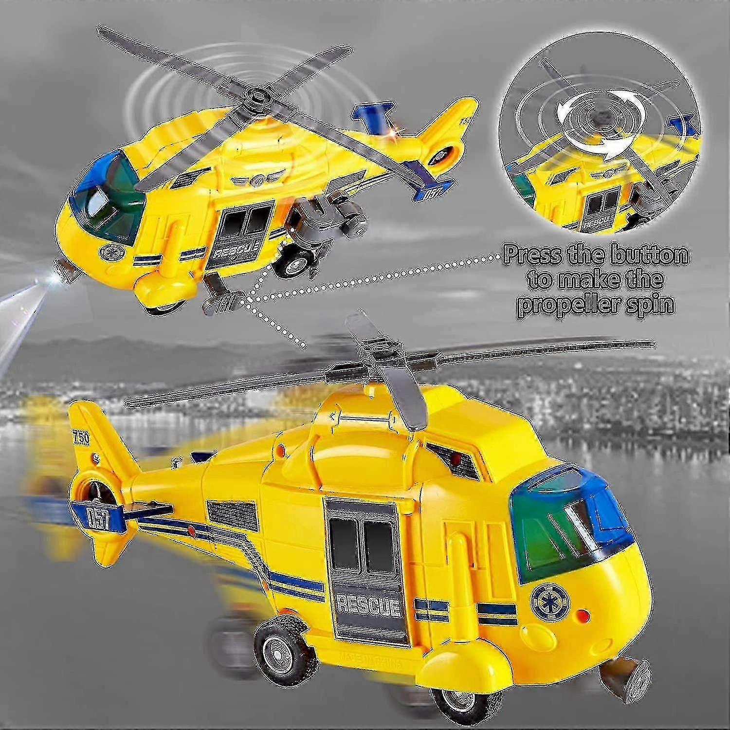 Rescue Helicopter Toy With Light And Sound Push And Go Cars Educational ...