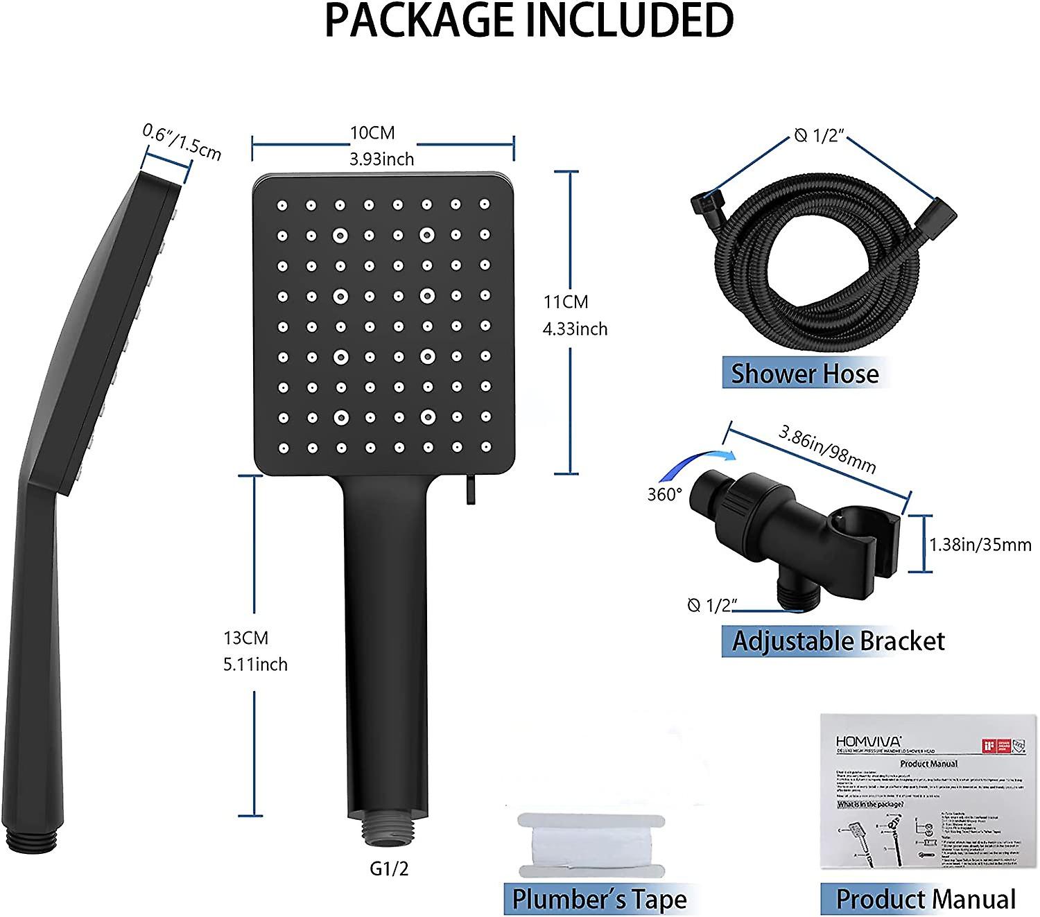 Square Handheld Shower 6-function Booster European And American ...