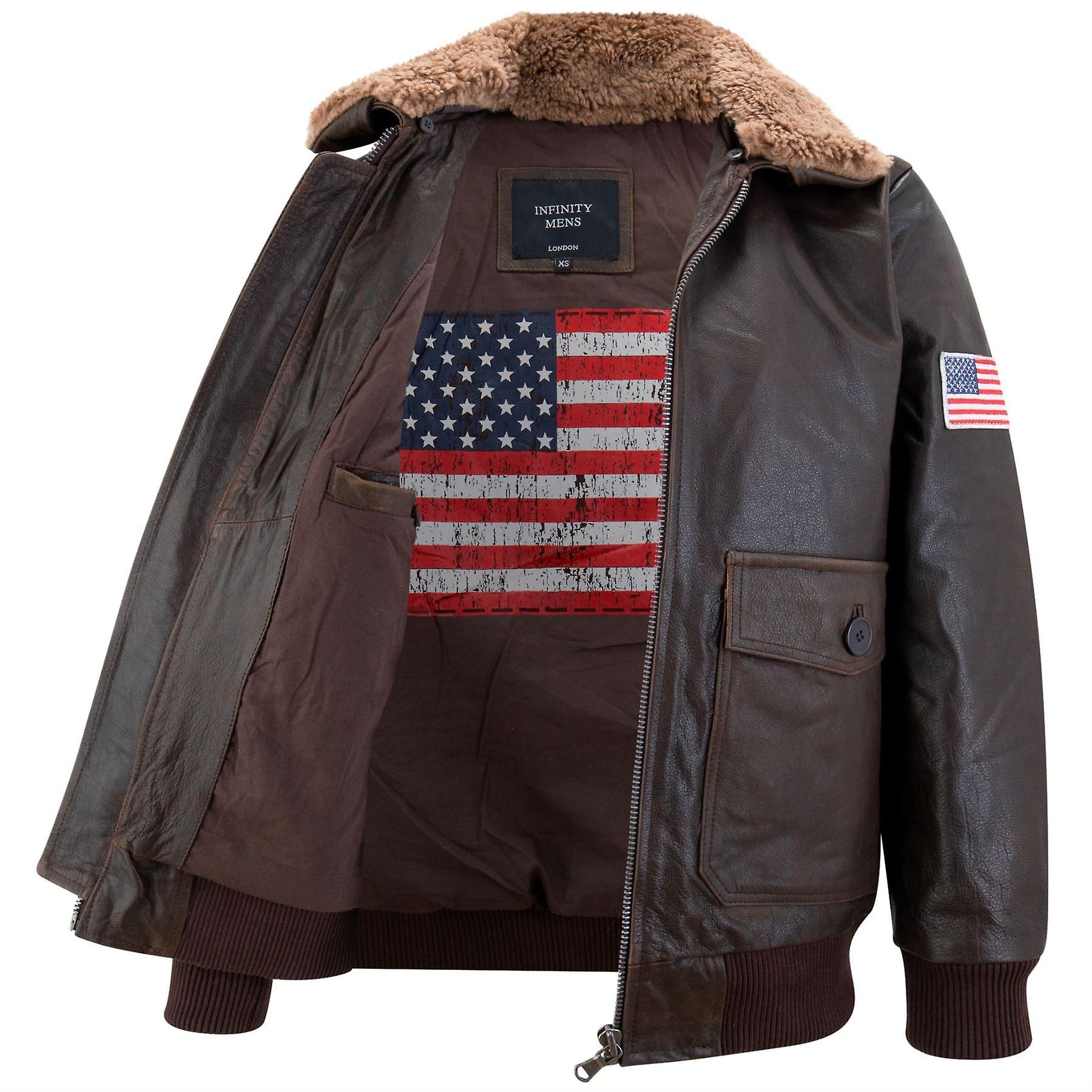 Men's Real Leather US Aviator Air Force Pilot Flying Bomber Jacket ...