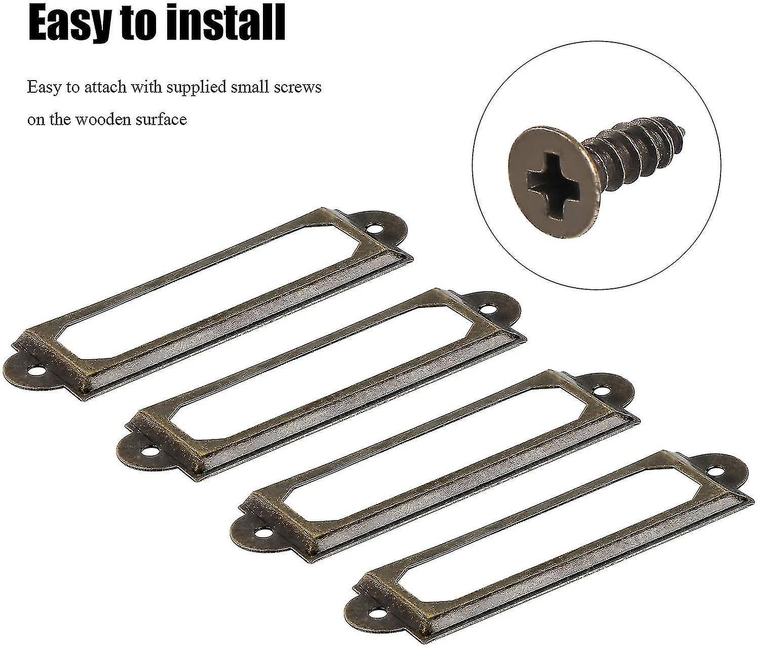 50pcs Metal Label Holders With Screws For Furniture Drawers Cabinets ...