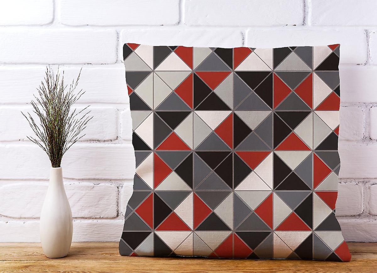 Grey red triangle geometric cushions | Fruugo UK