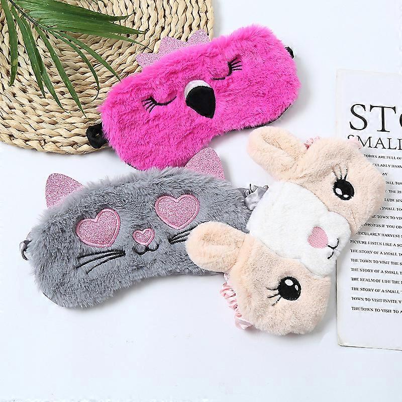 3 Pack Cute Animal Cat Sleep Mask for Girls Cute Cartoon Cat Soft Plush ...