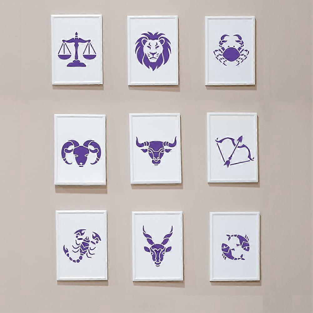 2pcs 12 Zodiac Signs Stencil 12 Constellations Craft Stencil with Paint ...