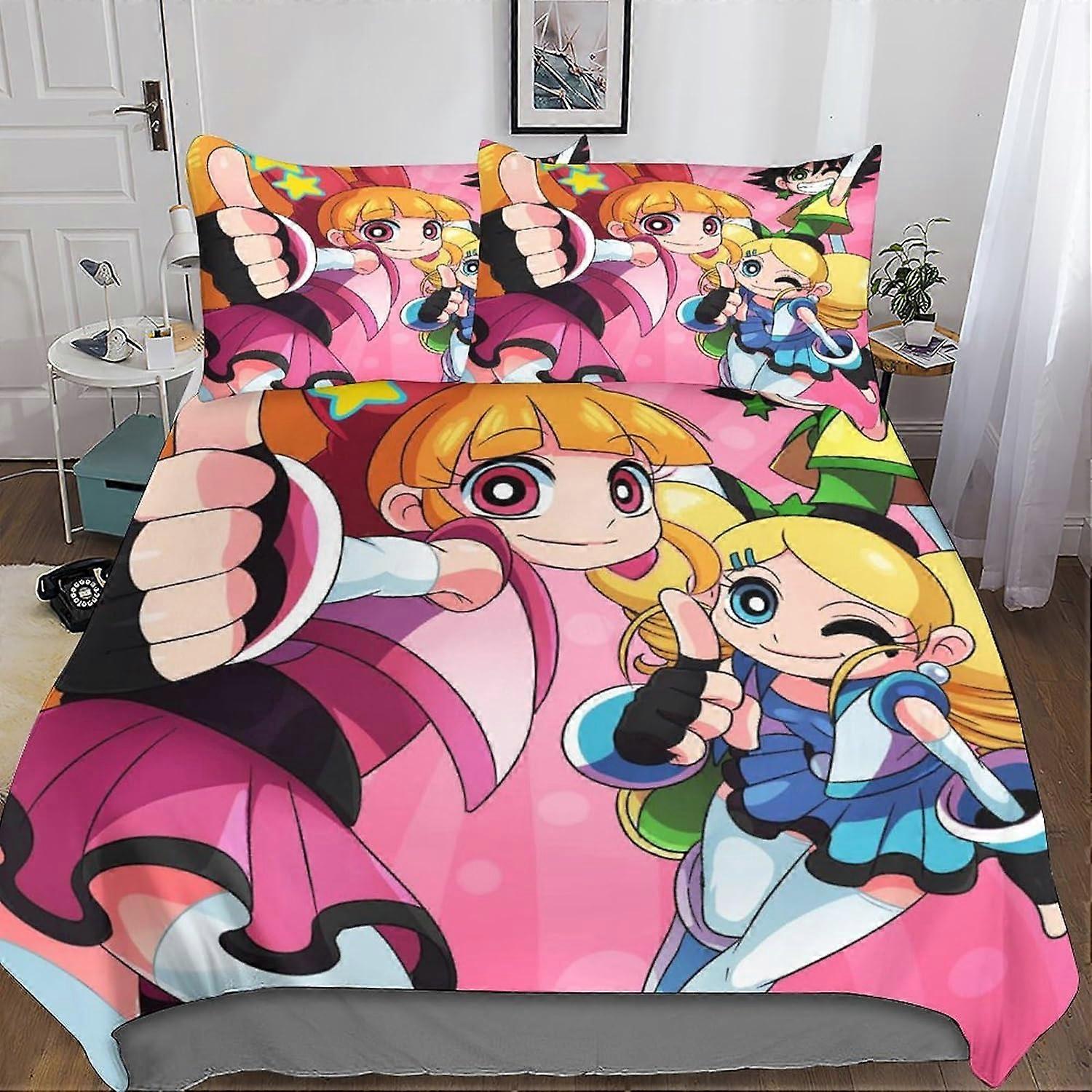 Powerpuff Girls 3D Bedding Set with Anime Duvet Cover Pillowcase, with ...