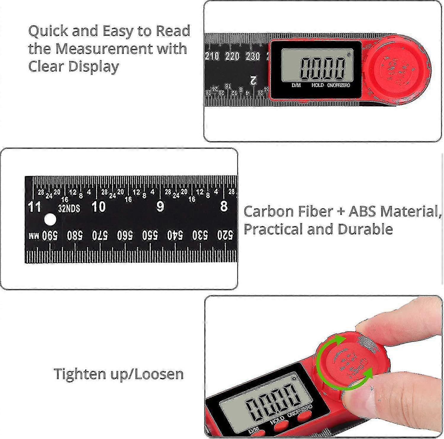 2 In 1 Digital Protractor 0~360 Ruler 0~300mm Inch And Metric Digital ...