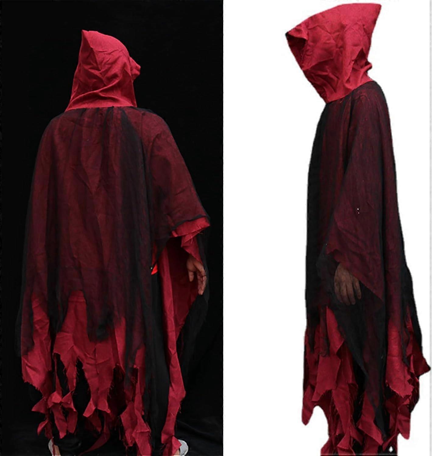 Grim Reaper Halloween Costume Adult Scary Adult Cloak Men Hooded Horror ...