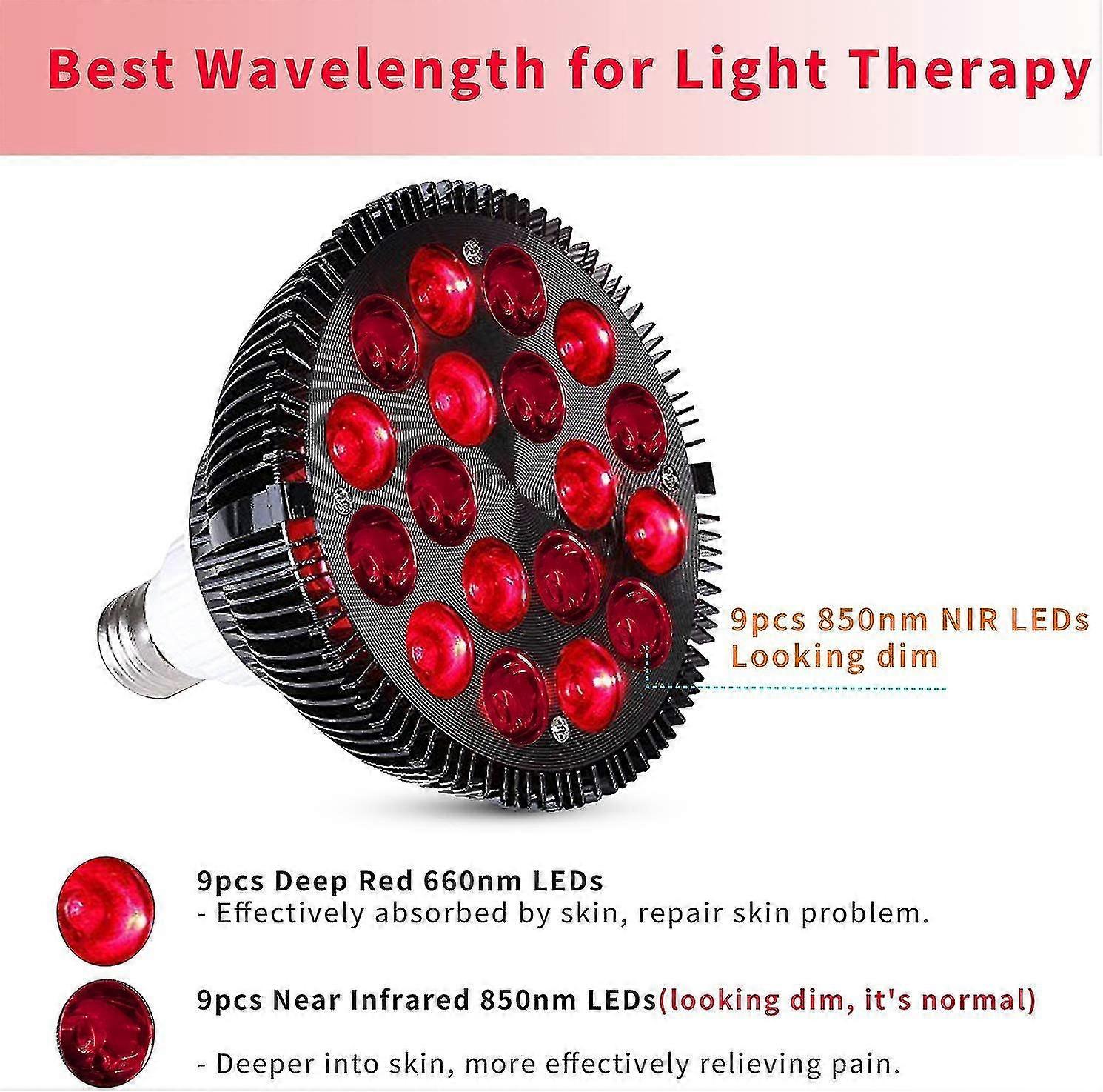 Red Light Therapy Lamp, Wolezek 54w 18 Led Infrared Light Therapy ...