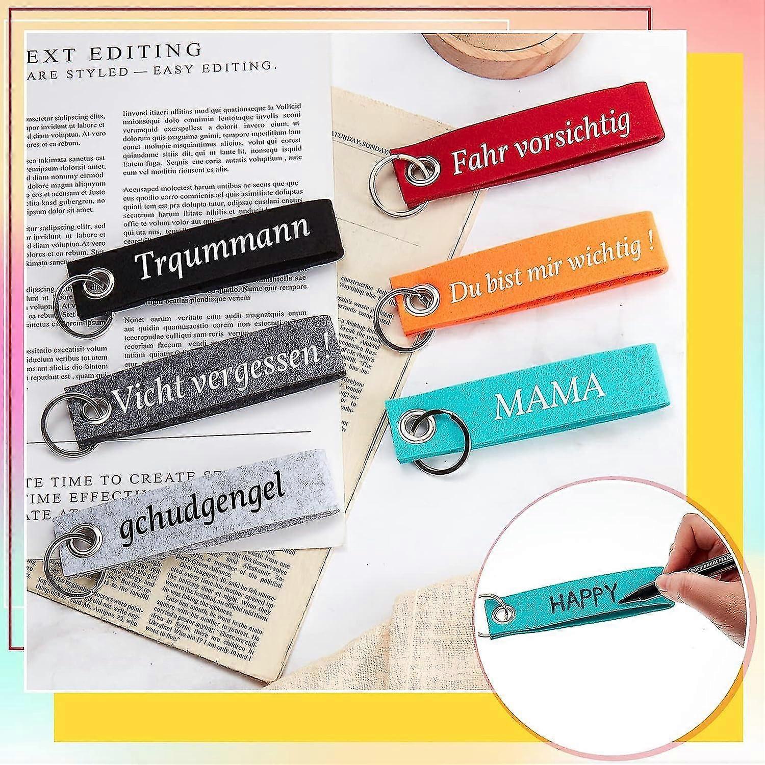 20pcs Felt Key Rings, Felt Key Fobs, Writeable Colourful Key Tags, Diy ...