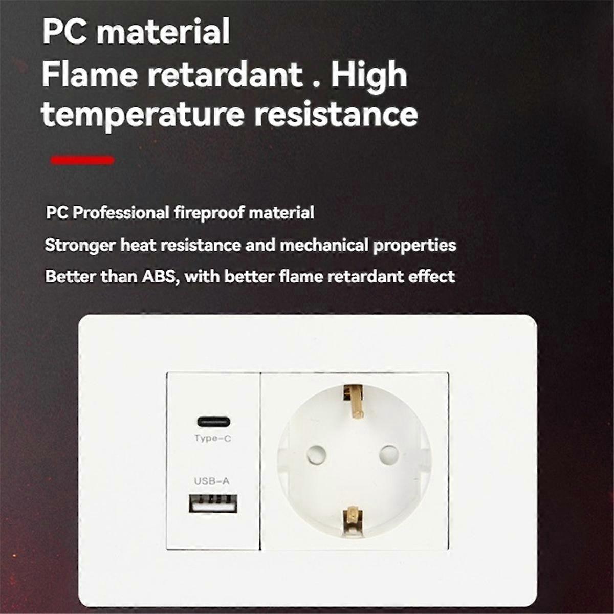 Standard Socket Wall Power Socket USB+TYPE-C+EURO Socket 16A 180V-250V ...
