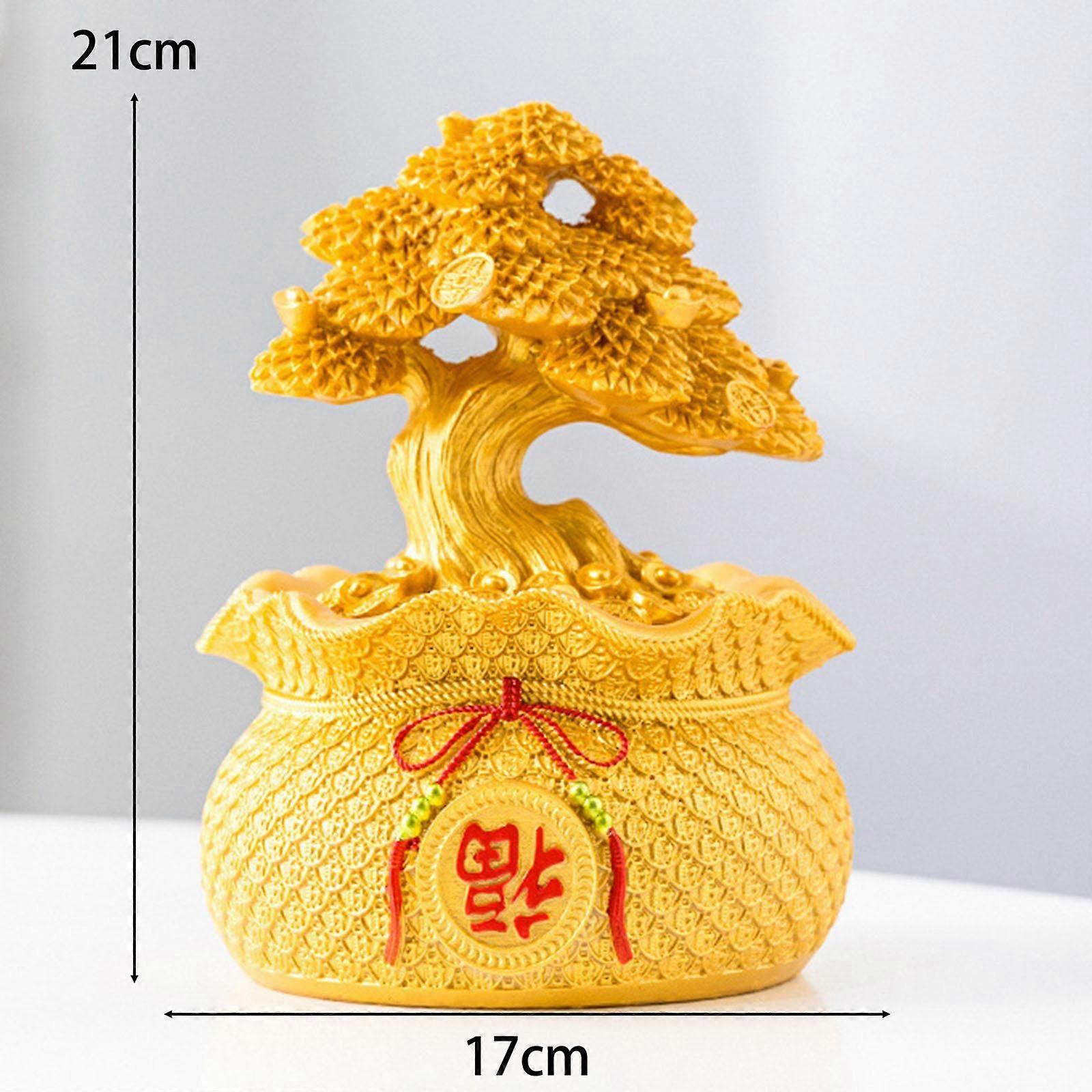 Money Bag Tree Figurine Cornucopia Lucky Piggy Bank Feng Shui Table ...