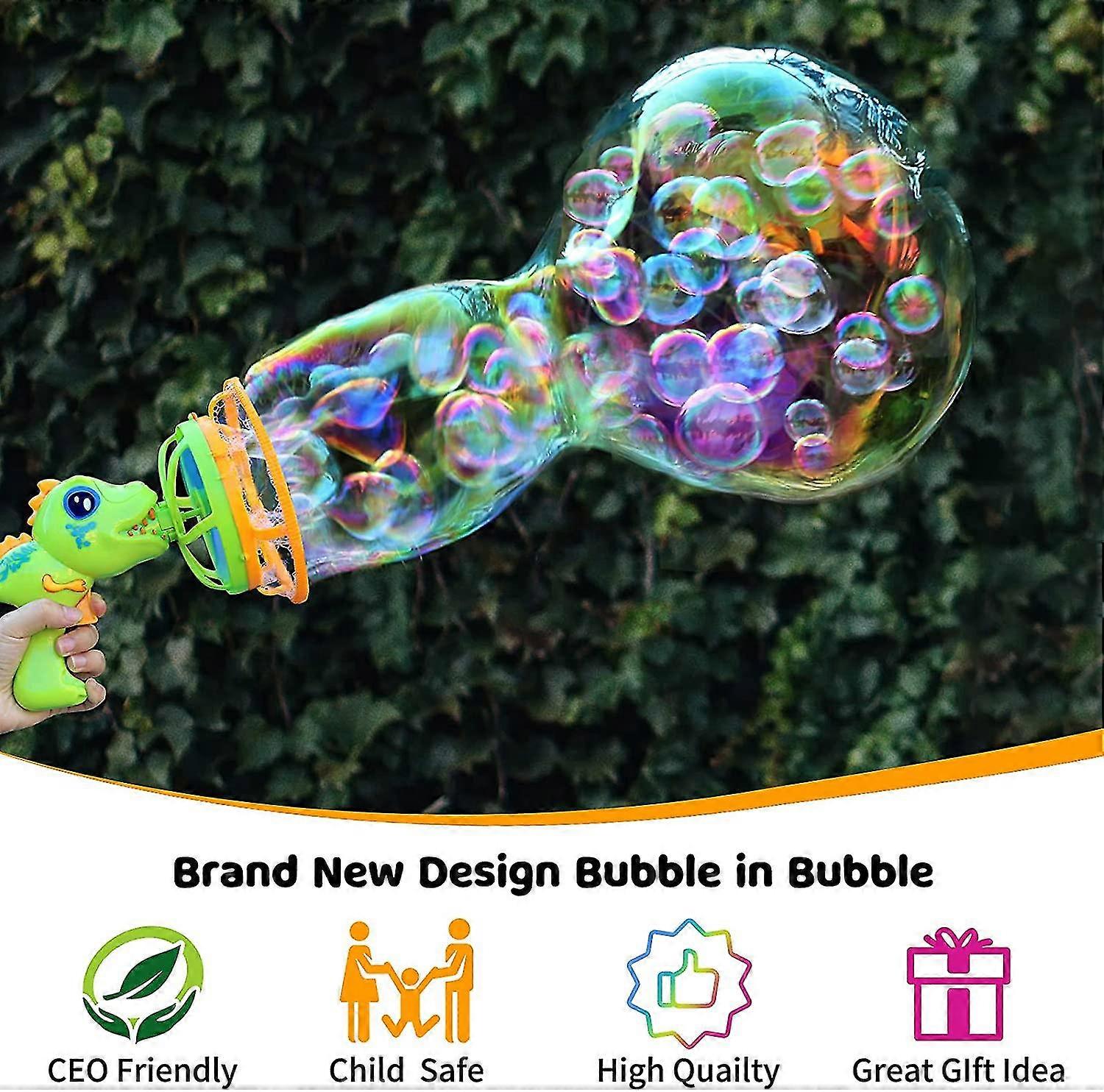 Bubble Gun, Dinosaur Bubble Machine Gun For Kids, Bubble Blaster, Giant Bubbles With 236ml ...