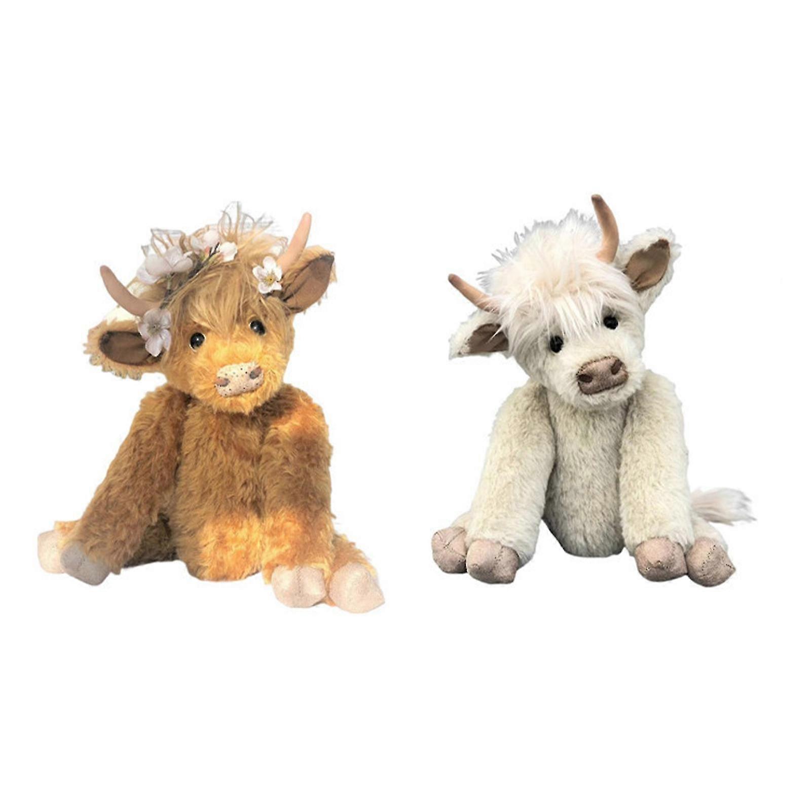 25cm Cute Highland Cow Plush Animals, Sitting Scotland Highland Cow ...