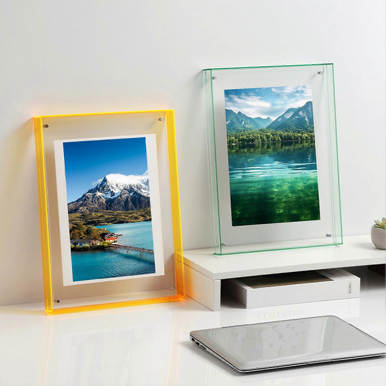 JiKaiX Photo Frame Vibrant Floating Acrylic Picture Frame Desk Wall Art ...
