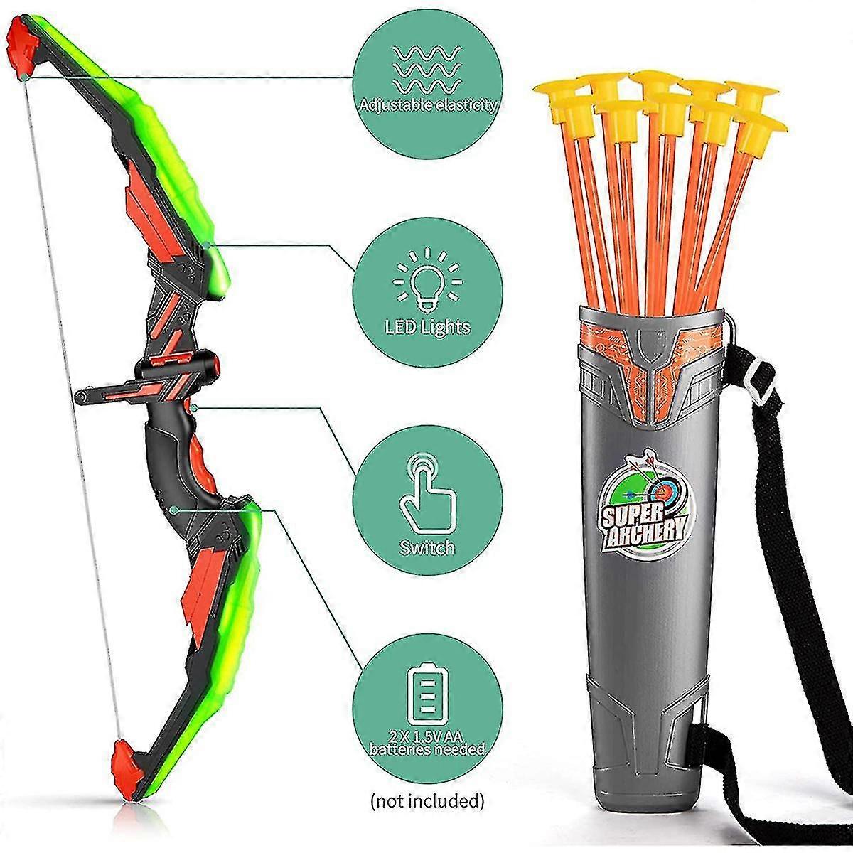 Bow And Archer Set - Archery Toy Set - Led With 13 Suction Cup Arrows ...