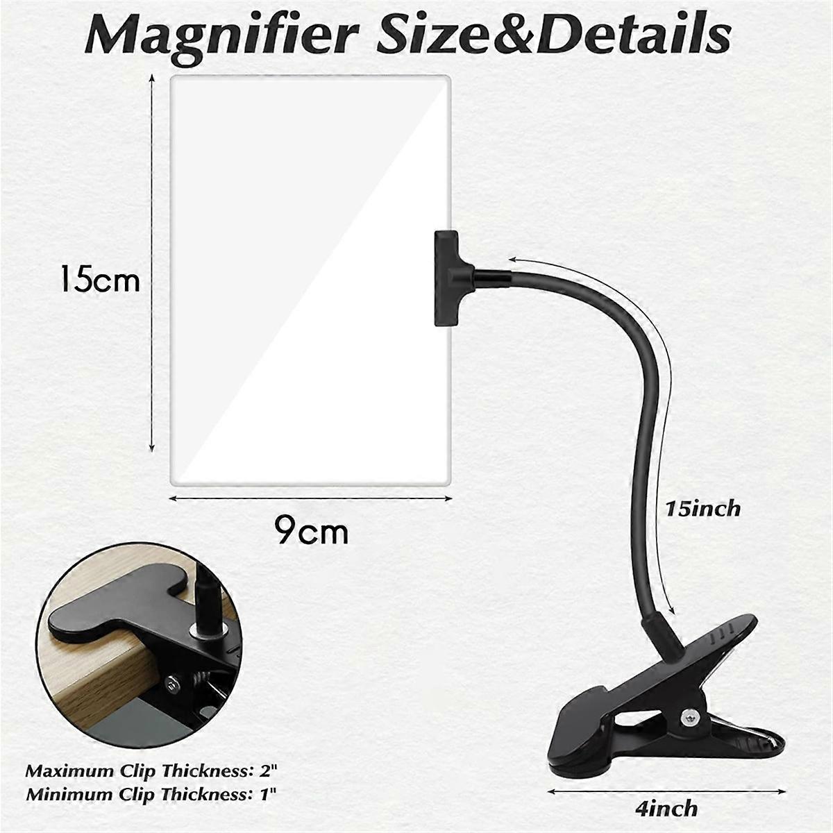 5X Magnifying Glass with Clip, 6x3.5 Inch Magnifier with Clamp ...