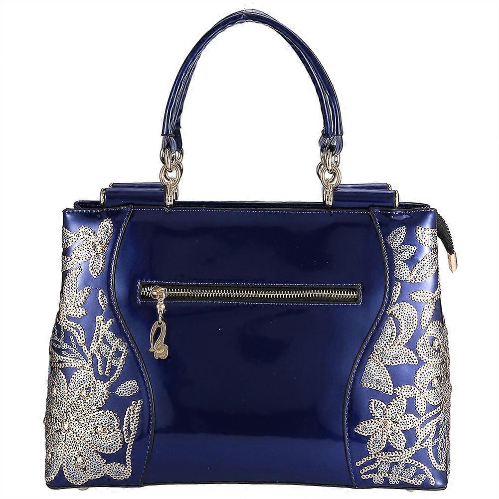 New Fashional Beauty Lady PU Large Capacity Sequins Bag Handbag (Blue ...