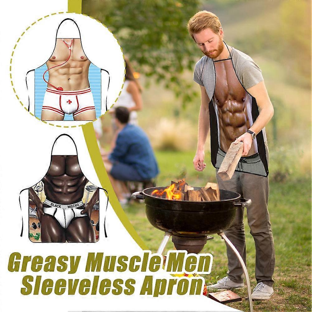 Men's Kitchen Apron Muscle Man Sleeveless Apron Waterproof and Stain ...