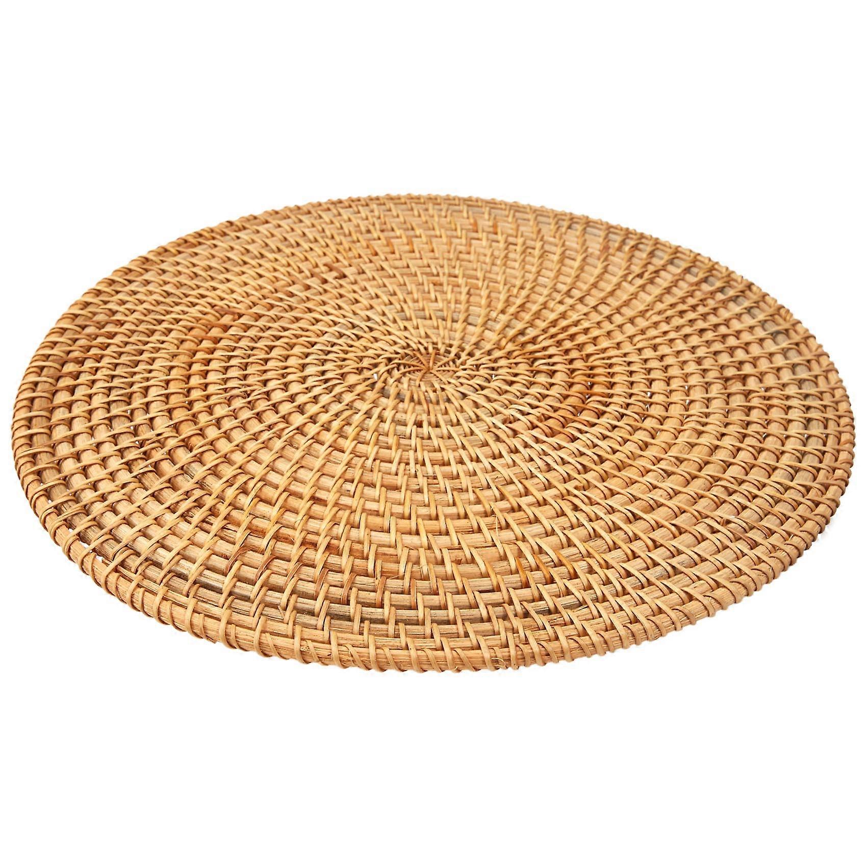 Handwoven Rattan Placemats,Round Wicker Table Mats, Natural Woven ...